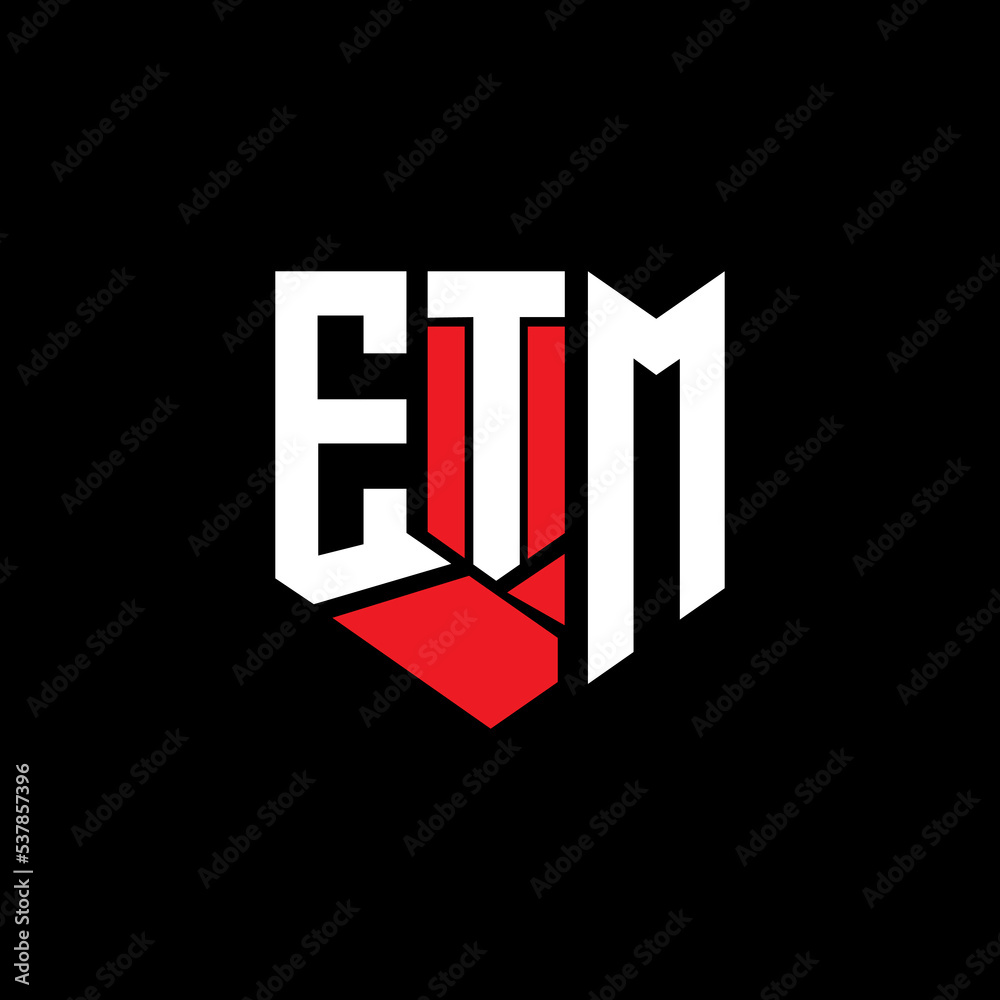 ETM letter luxury logo design on black background. ETM creative ...