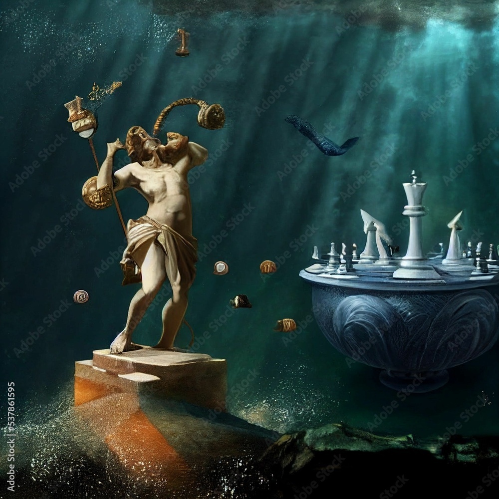 AI generated digital art of ancient greek styled sculptures next to a ...