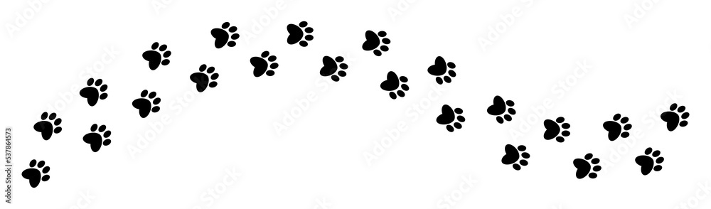 Vector paw print, animal tracks: dog, cat, bear, wolf. Paw print trail ...