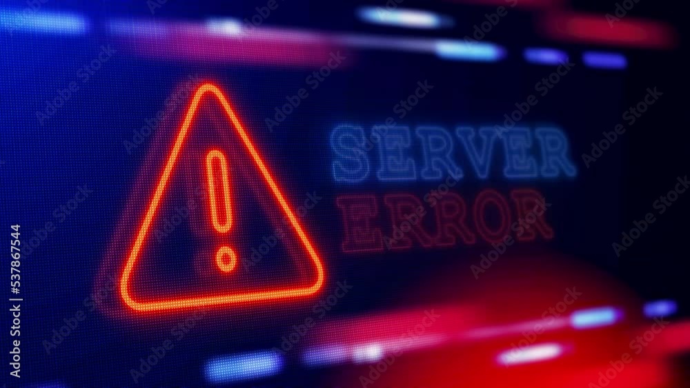 Server Error Warning Alert Screen loop Blinking glitch Error Animation. concept of computer ...