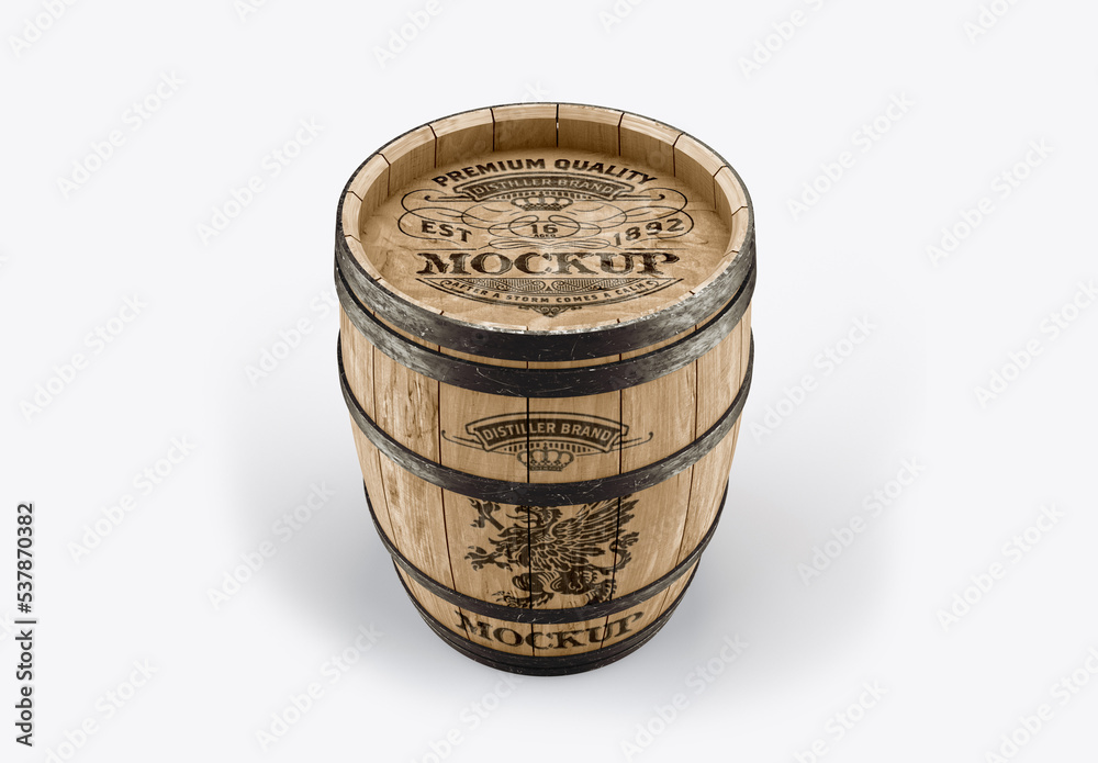 Wooden Barrel Mockup Stock Template | Adobe Stock