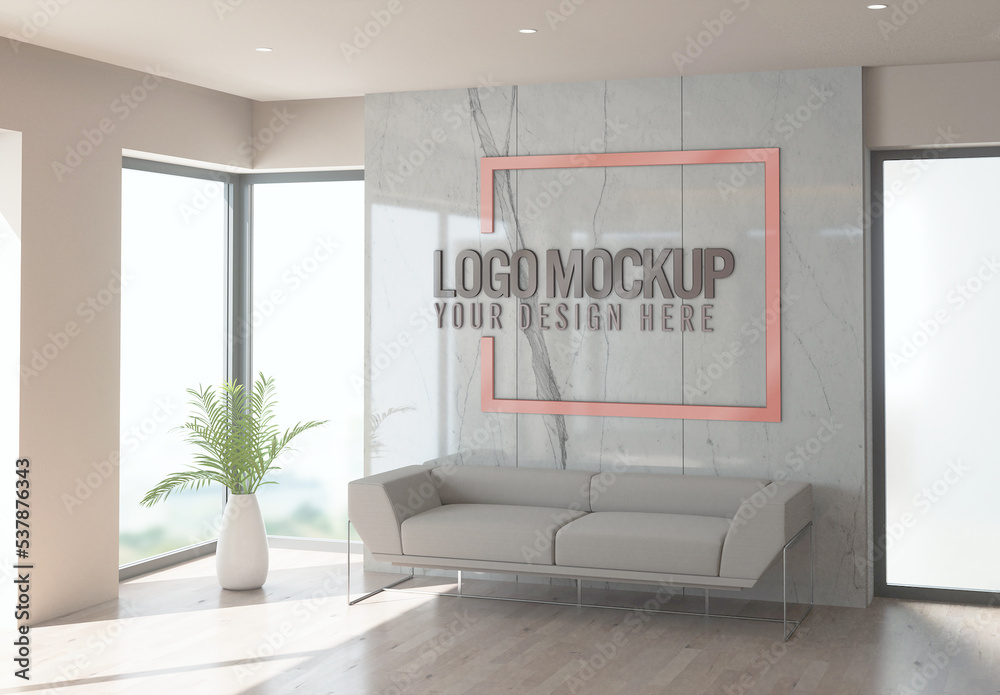 Branding 3D on Marble Wall Mockup Stock Template | Adobe Stock
