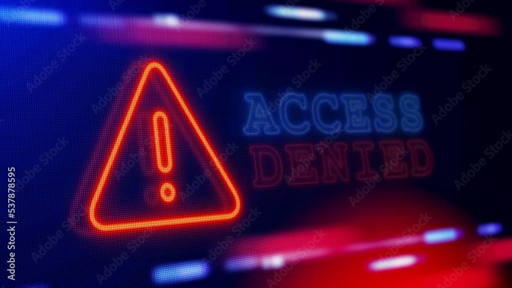 Access Denied Warning Alert Screen Blinking Glitch Error Animation Concept Of Cyber Security