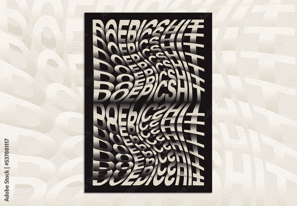 Creative Poster Layout Design with Wavy Stacked Text Effect Stock ...