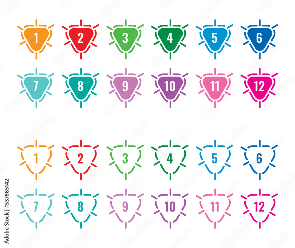 1-12 math numbers. 1-12 sequential numbers for education, business ...