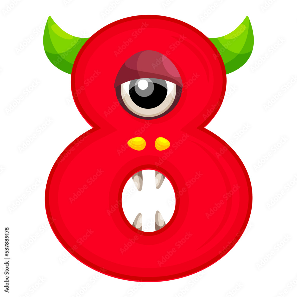 8.Funny Monsters Colorful Numbers, Cute Fantasy Aliens in the Shape of ...