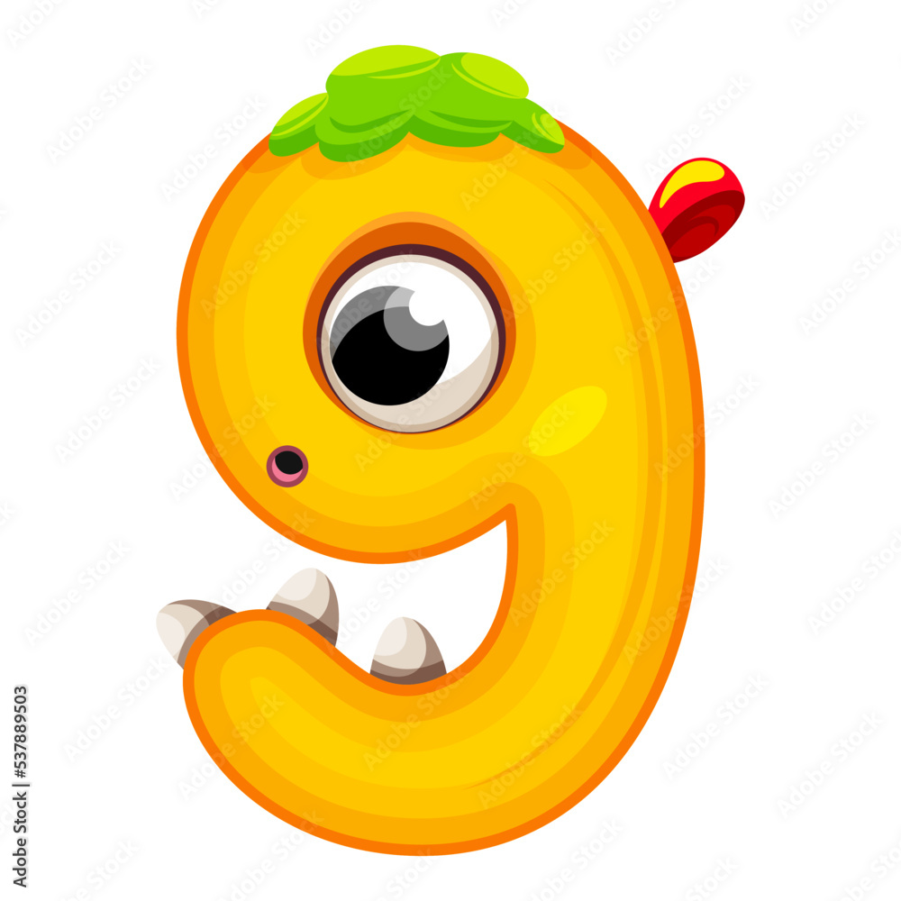 9.Funny Monsters Colorful Numbers, Cute Fantasy Aliens in the Shape of ...
