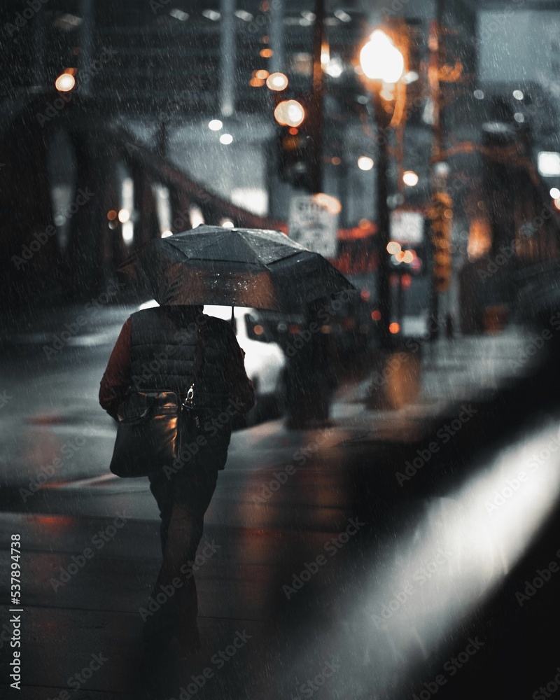 Walking In Rain At Night