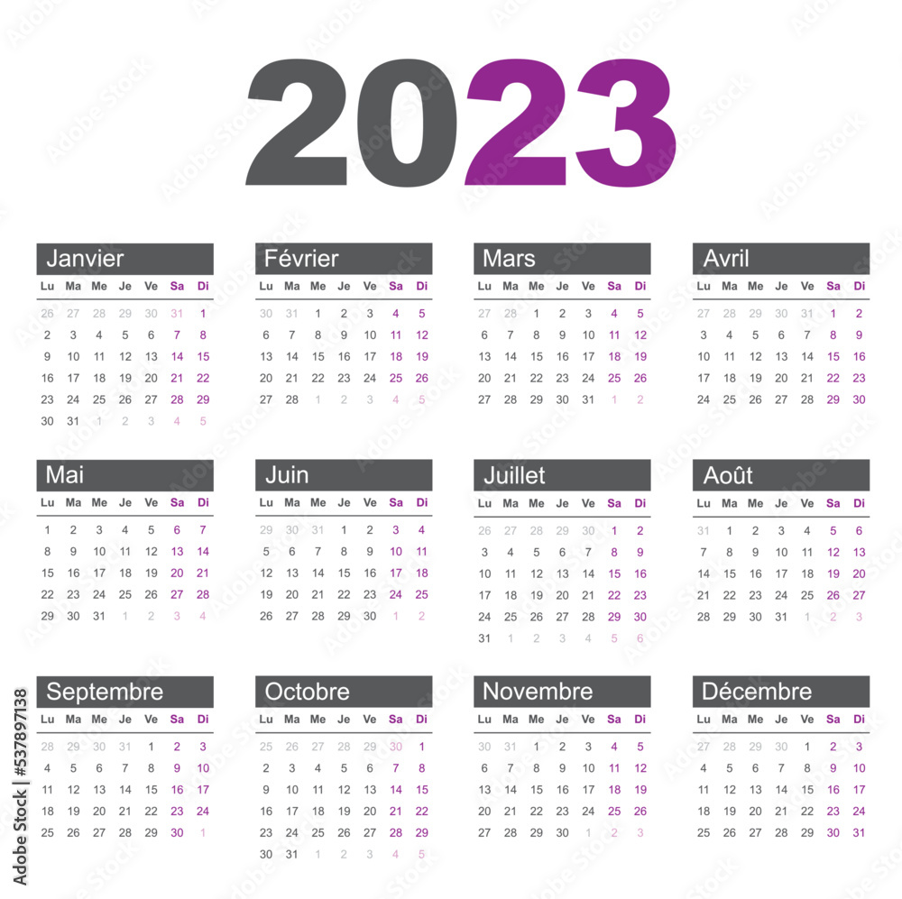 Calendrier 2023 Stock Vector | Adobe Stock