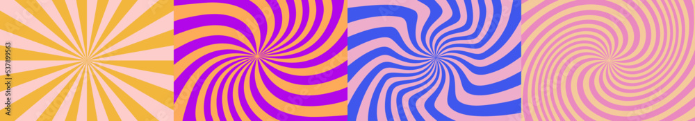 Solar Explosion Background Set. Sun Burst Effect with Waves. Swirl ...