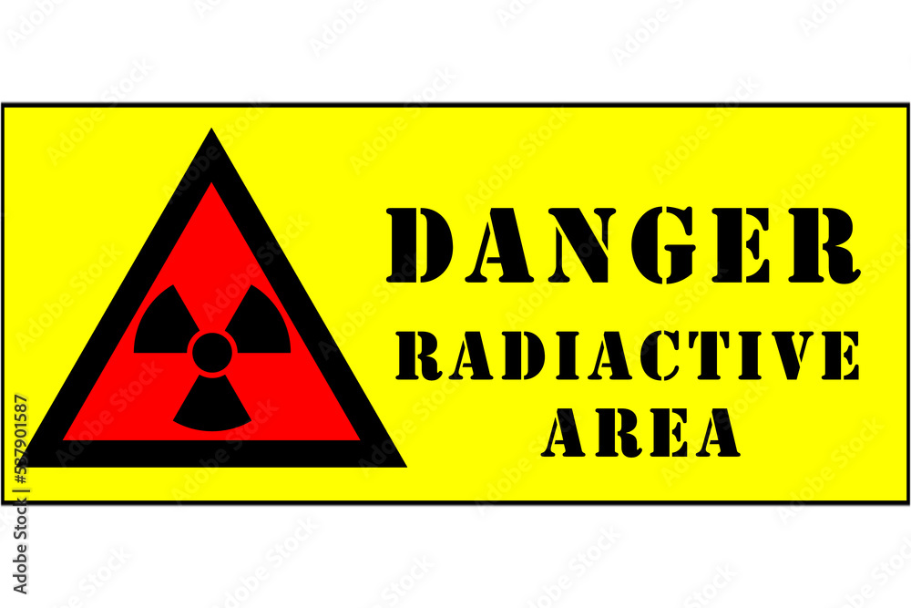 Nuclear, danger symbol with indication of radioactive area, with ...
