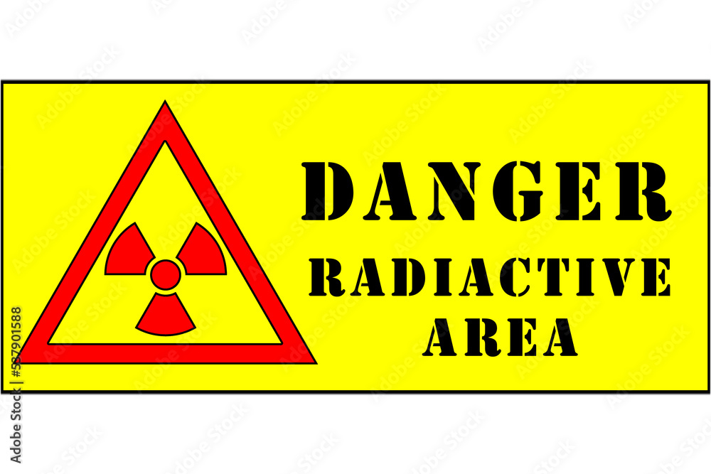 Nuclear, danger symbol with indication of radioactive area, with ...