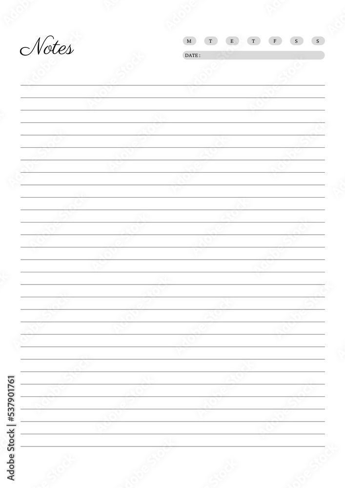 Notes Pages Printable, Writing Paper, Blank Notes, Study Note Template ...