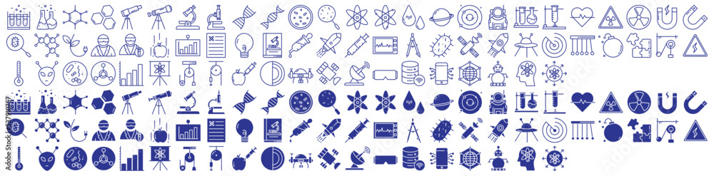 Collection of icons related to Science and technology, including icons ...
