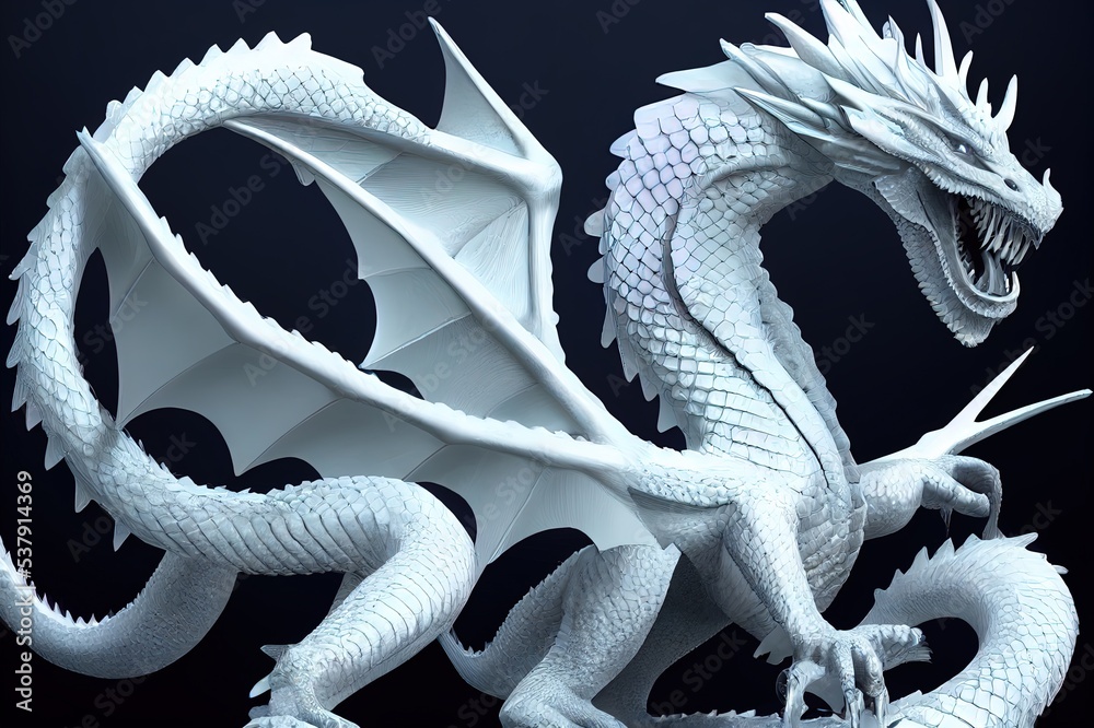 High resolution Ice dragon 3D rendered. Stock Illustration | Adobe Stock