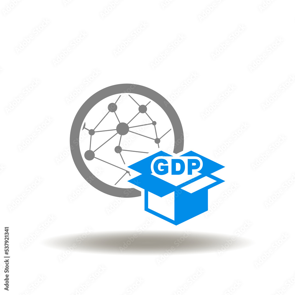 Vector illustration of earth planet with open cardboard box and GDP ...