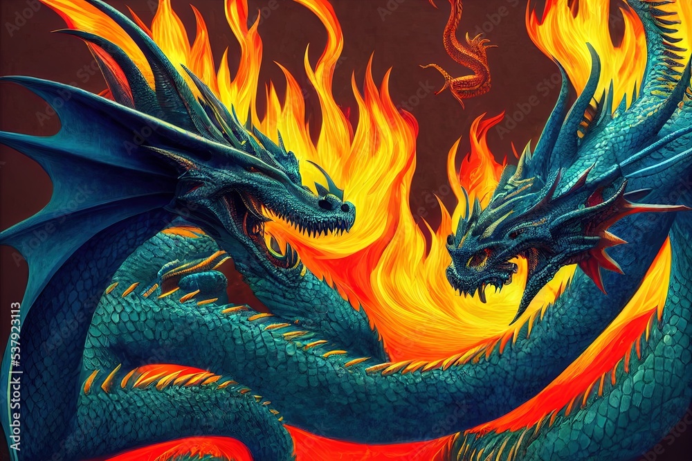 dragon portrait in fantasy world with very cool head, dragon in ...