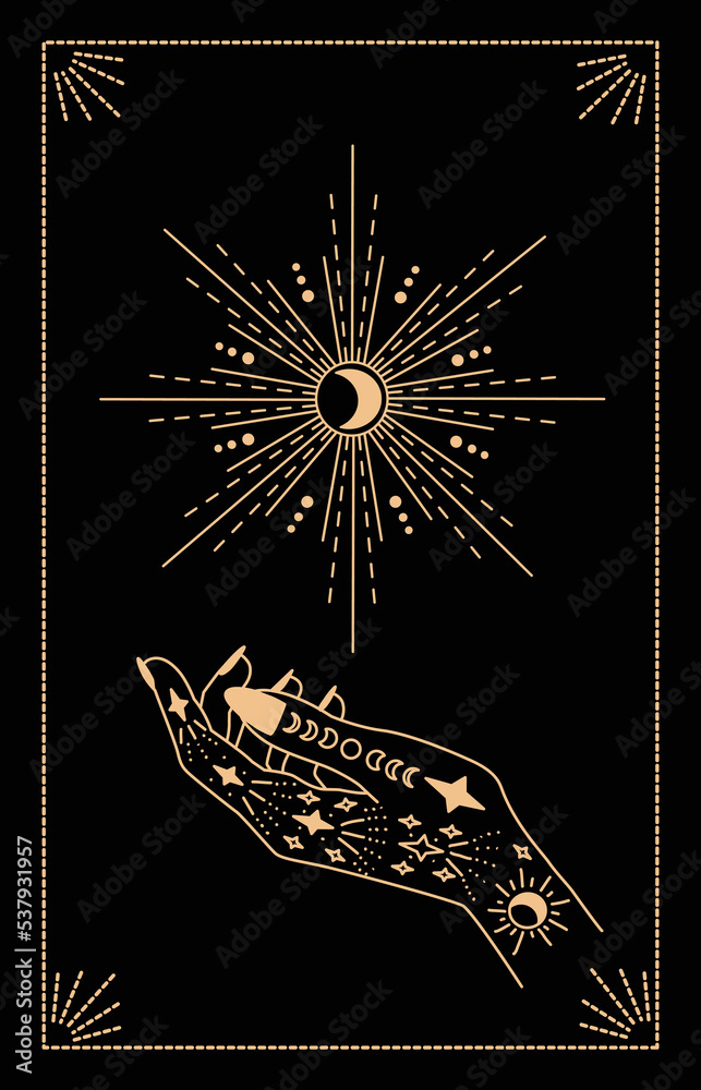 linear vector illustration of hands. Drawn magic hands. Design elements ...