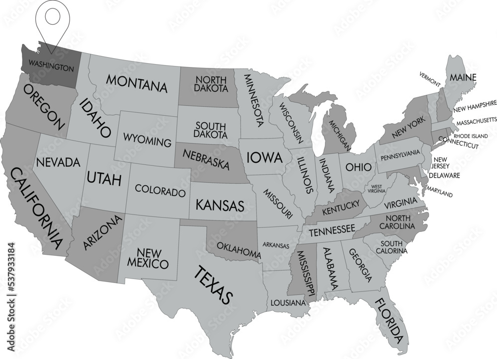 Grafika wektorowa Stock: Map of United States of America detailed with ...