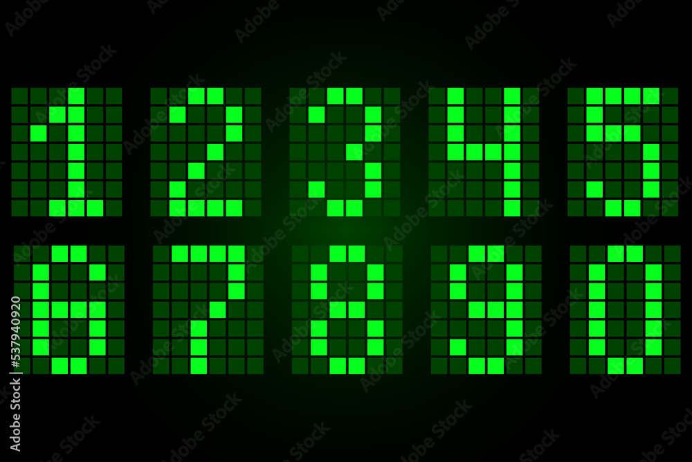 green clock black background. Time clock. Neon font. Vector ... green clock black background. Time clock. Neon font. Vector ...