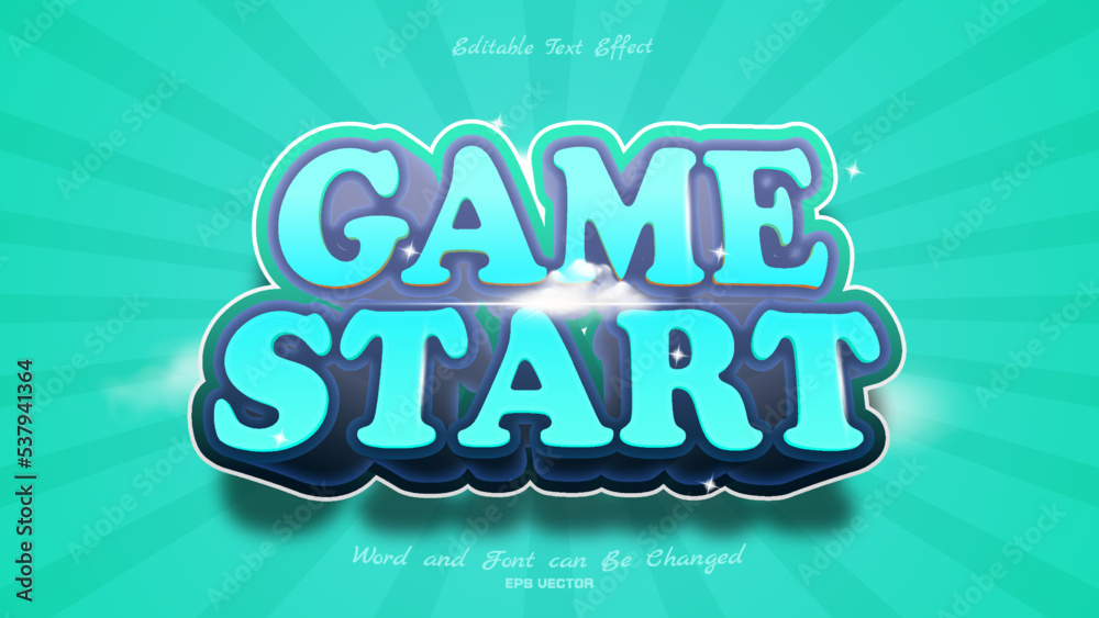 Game Start text effect editable modern lettering typography font style ...