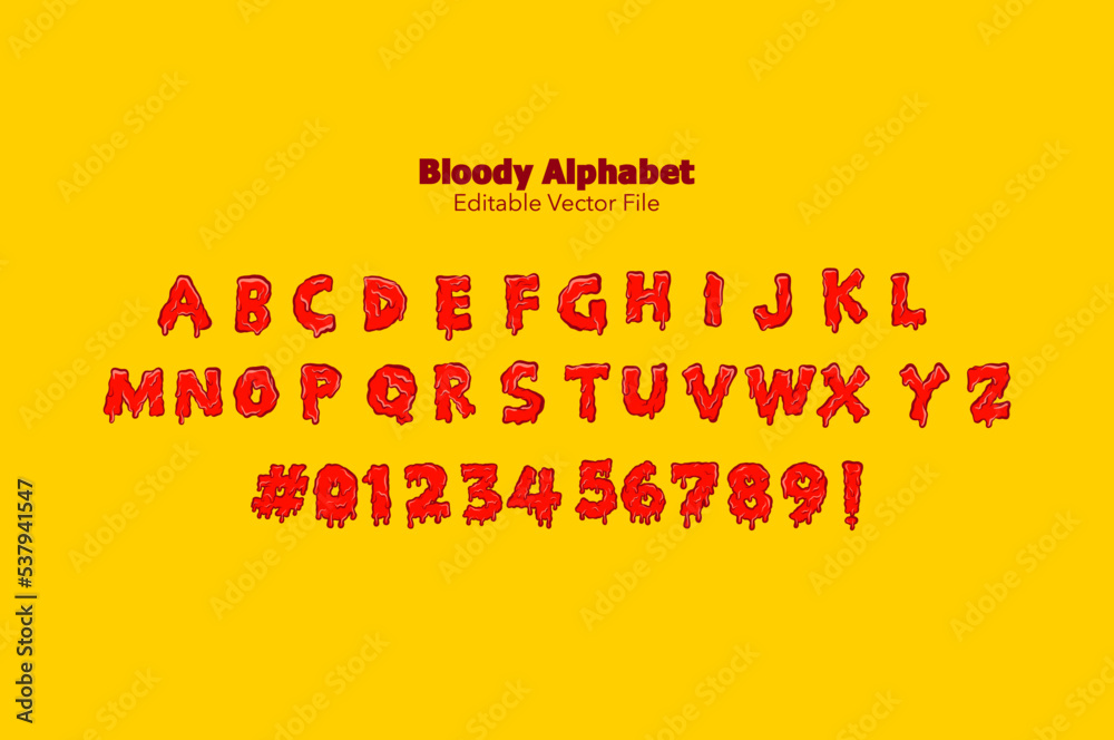 Bloody melted font for halloween. Dripping font vector. Scary font ...