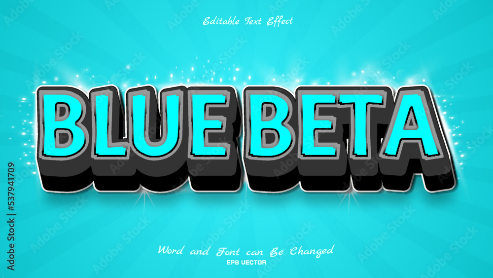 Blue Beta text effect editable modern lettering typography font style ...
