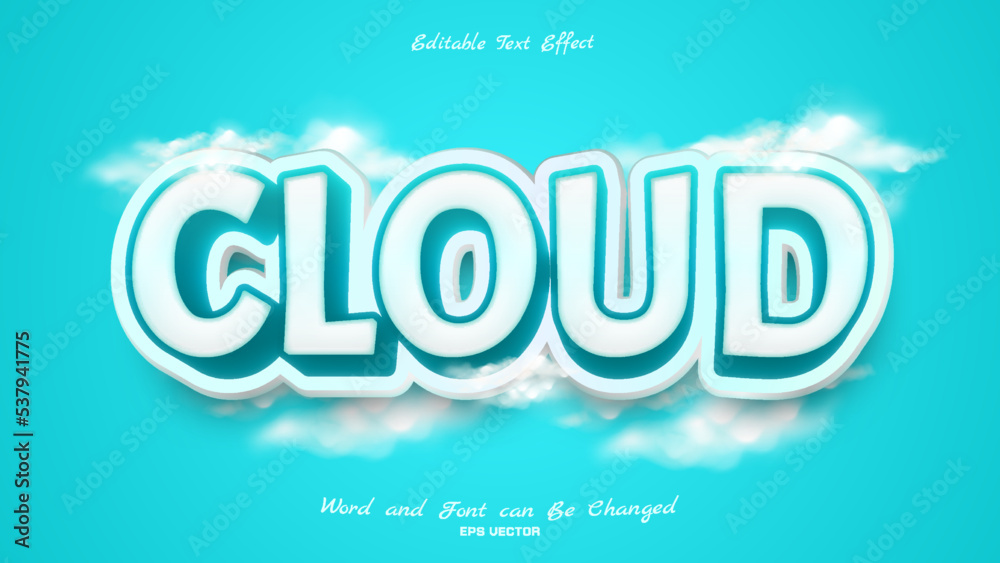 Cloud text effect editable modern lettering typography font style Stock ...