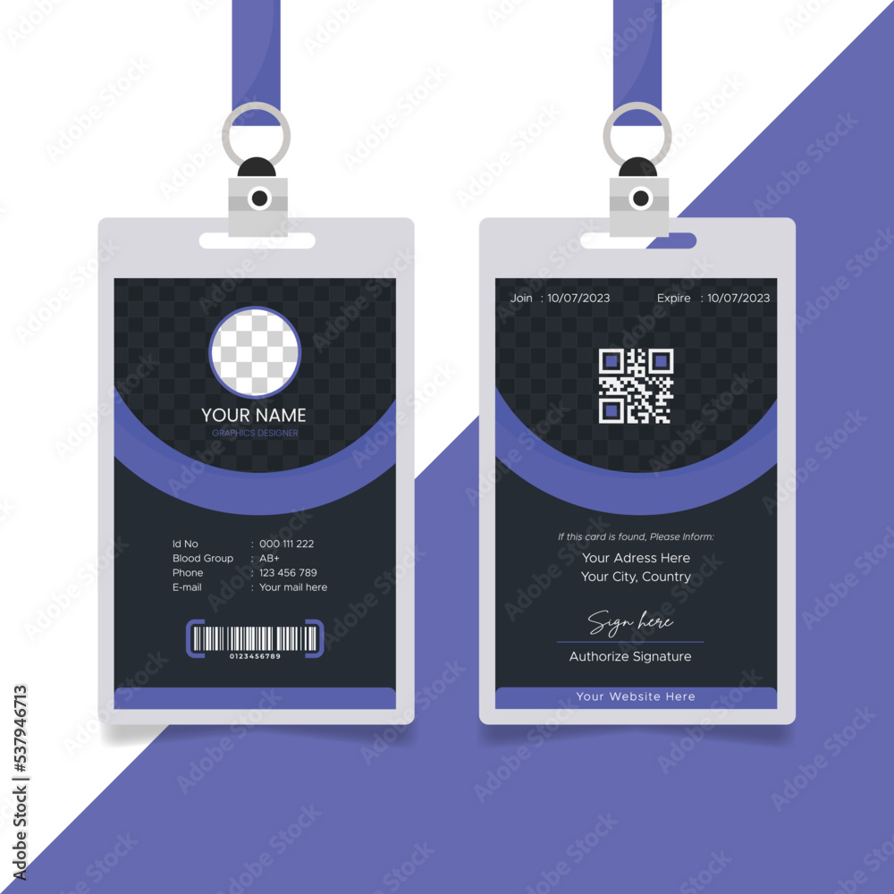 Modern and minimalist id card template | Creative id card design for ...