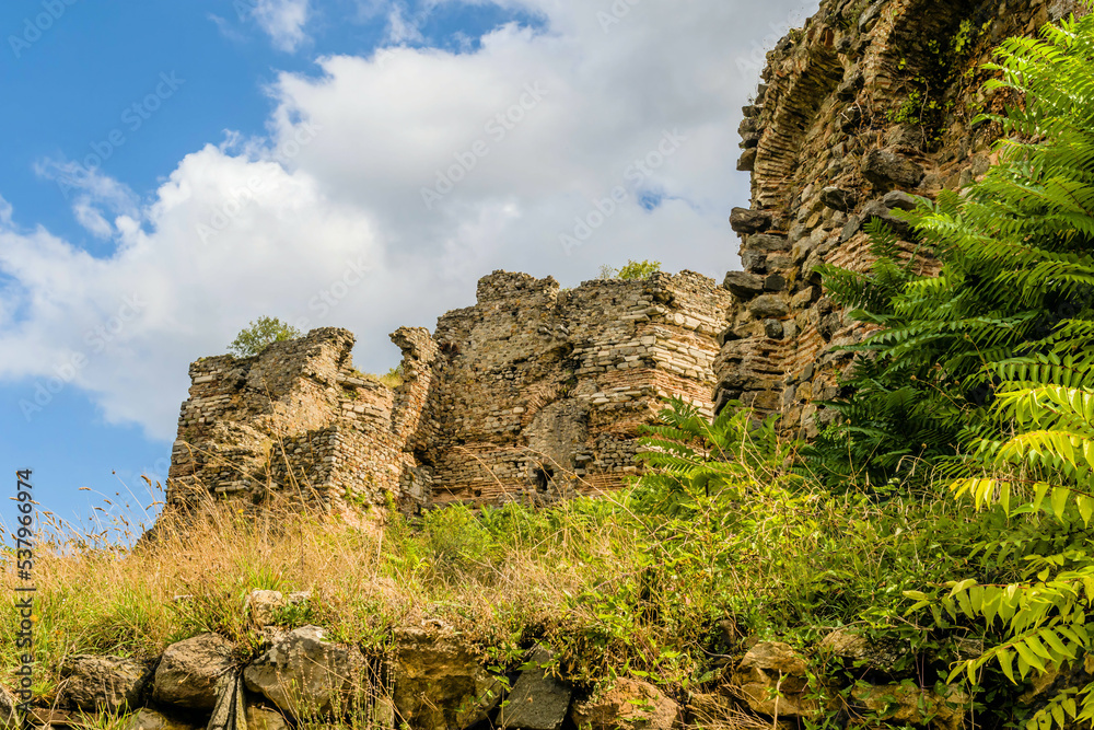 Interior stone and brick wall of castle ruins Stock Photo | Adobe Stock