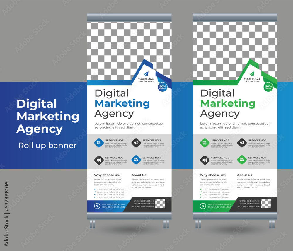 Digital marketing roll-up banner, pull-up, signage stand, standee roll ...