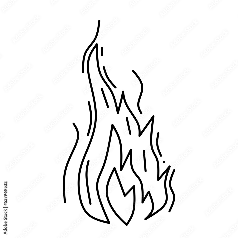 Hand drawn flames doodle set. Collection of pen ink pencil drawing ...