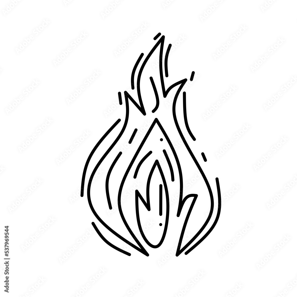 Hand drawn flames doodle set. Collection of pen ink pencil drawing ...