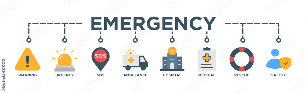 Emergency banner web icon vector illustration concept with icon of ...