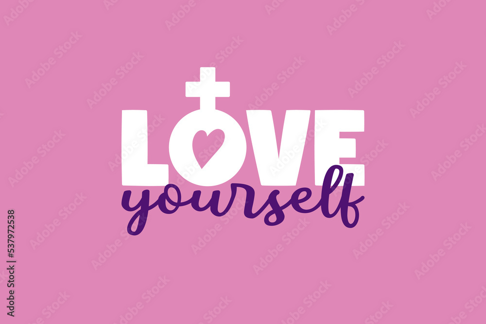 Love yourself quote. White and purple love yourself inscription with ...