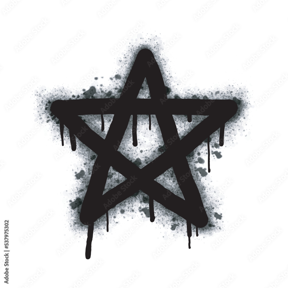 Spray graffiti star symbol painted black on white. Star symbol ...
