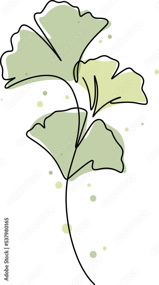 One line drawing of ginkgo leaf illustration Stock Illustration | Adobe ...