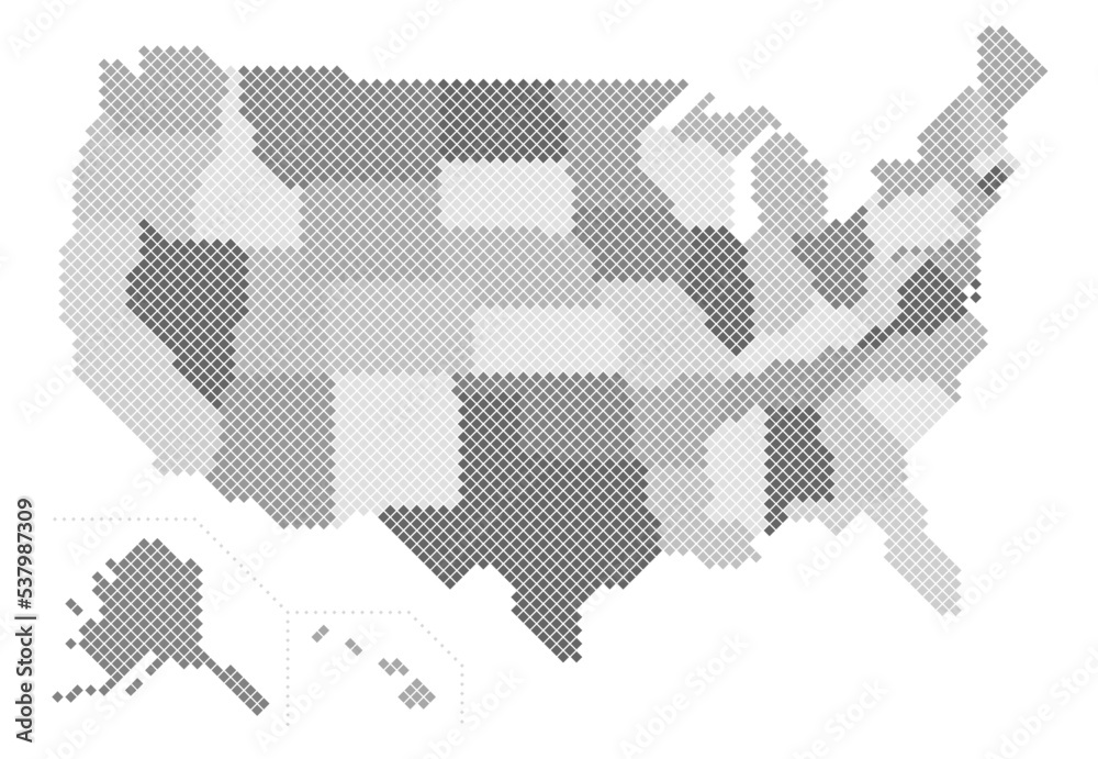 USA square dots map state division, Vector illustration, Layering of ...