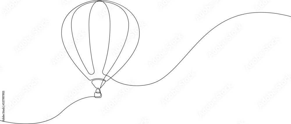 Air balloon continuous line drawing. Air balloon minimalist trendy line ...