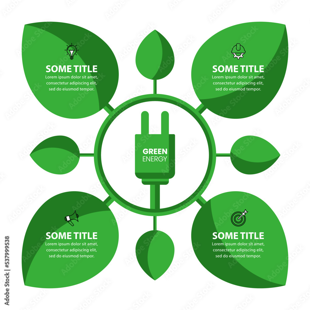 Infographic template. Green energy concept with 4 steps Stock Vector | Adobe Stock
