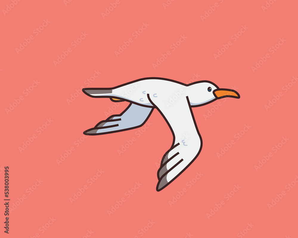 flying seagull cartoon illustration Stock Vector | Adobe Stock