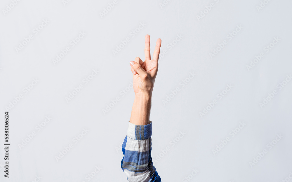 Counting the number TWO in sign language. Deaf and dumb counting the ...