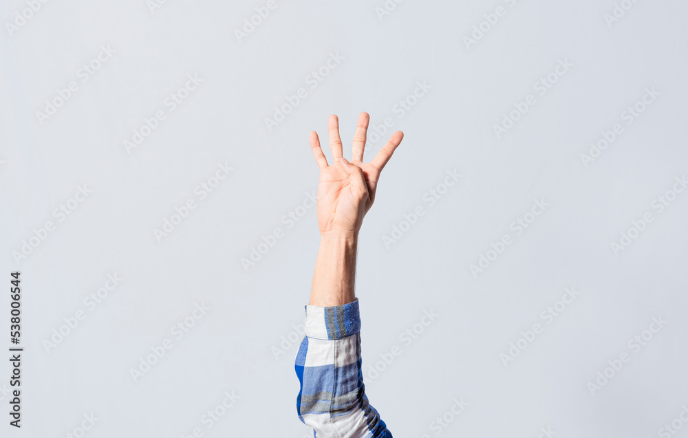 Number FOUR in sign language. Deaf and dumb counting the number FOUR in ...