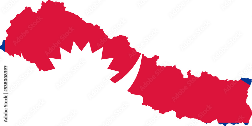 Nepal Map Flag. Nepali Border Boundary Country Shape Nation National ...