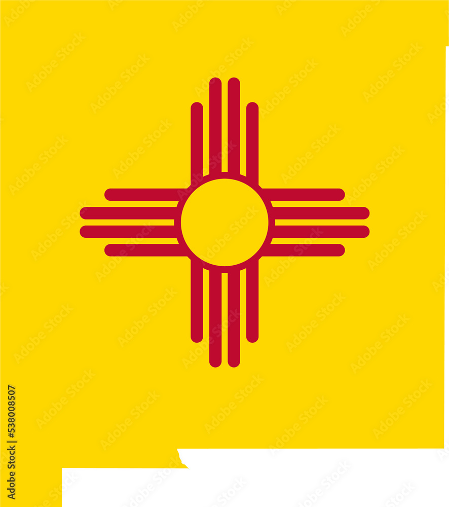 New Mexico USA Map Flag. NM US Outline Boundary Border Shape State Flag ...