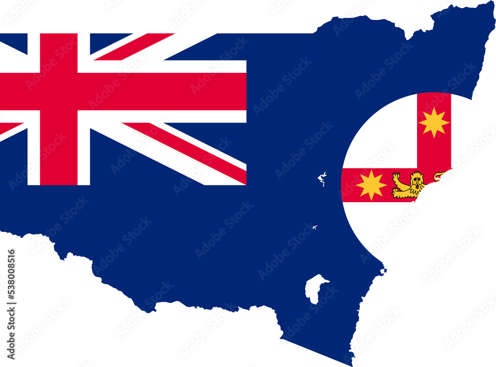 New South Wales Australia Map Flag. NSW Australian Outline Boundary ...