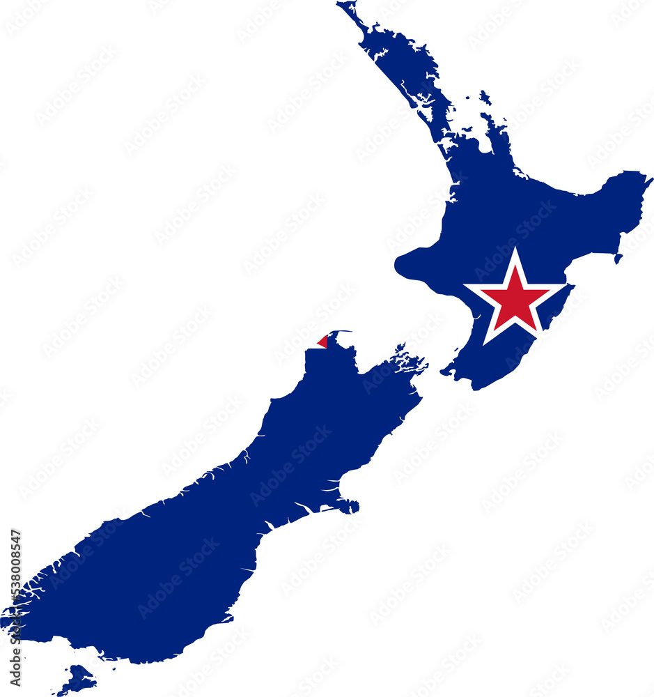 New Zealand Map Flag. Kiwi Border Boundary Country Shape Nation ...