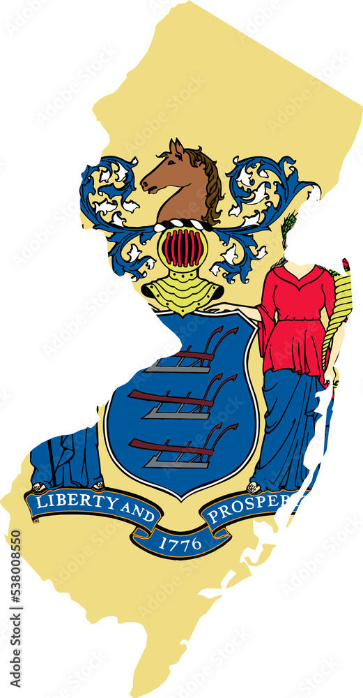 New Jersey USA Map Flag. NJ US Outline Boundary Border Shape State Flag ...