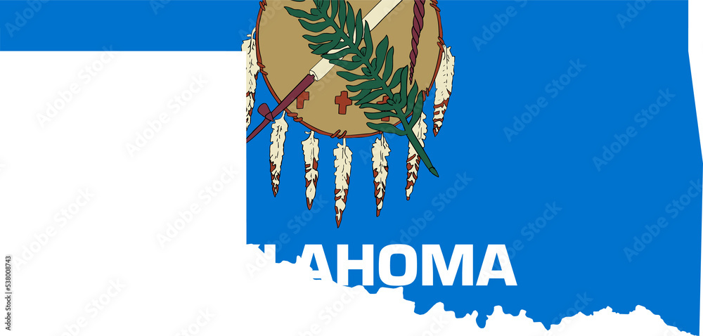 Oklahoma USA Map Flag. OK US Outline Boundary Border Shape State Flag ...