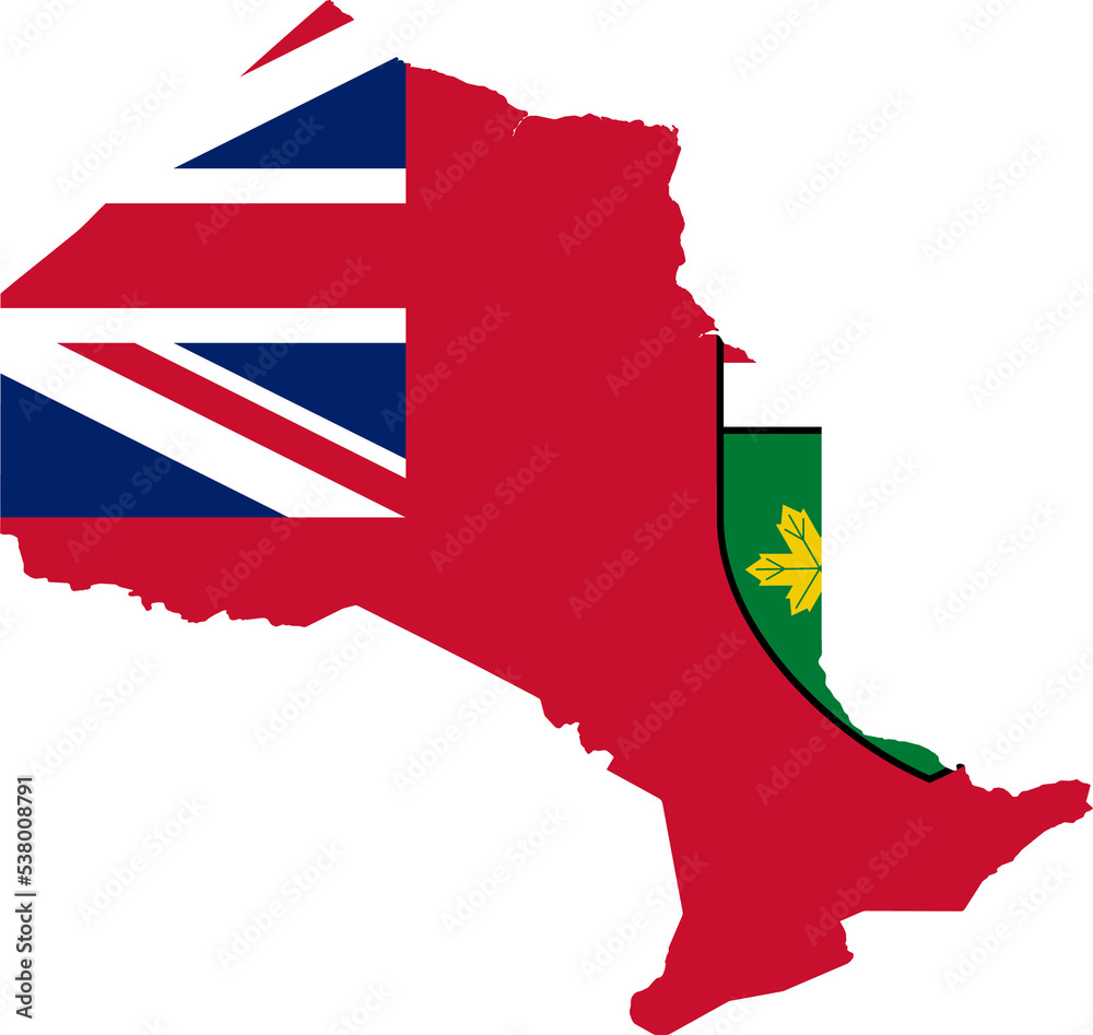 Ontario Canada Map Flag. ON Canadian Outline Boundary Border Shape ...
